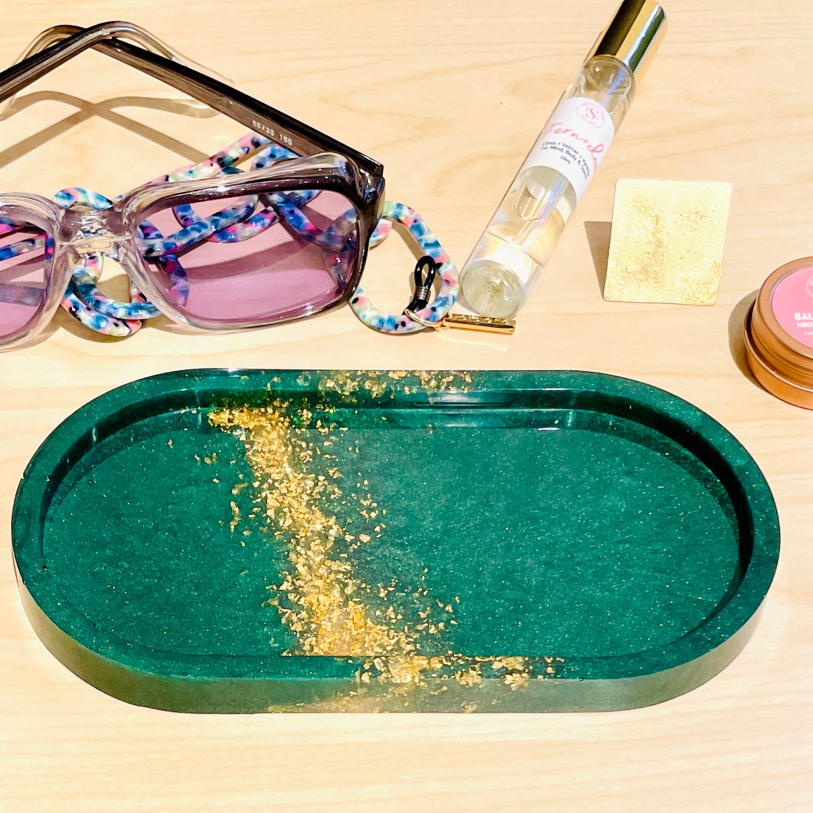 Trinket Tray Emerald Gold Finch – Modern Optix